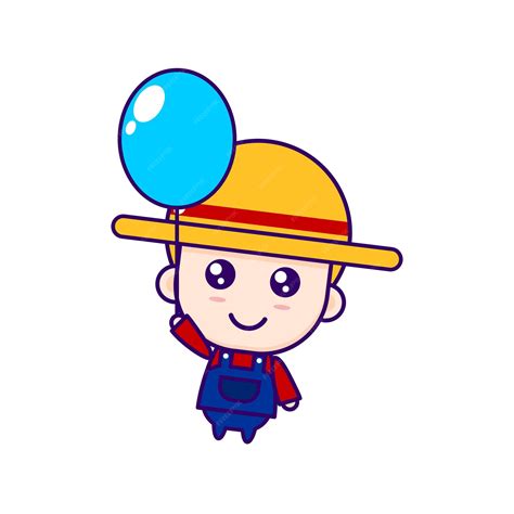 꼬마 농부 벡터 디자인의 귀여운 만화 그림 프리미엄 벡터
