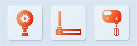 라우터 및 와이파이 신호 웹 카메라 및 전기 믹서를 설정합니다 흰색 정사각형 버튼 벡터 웹캠에 대한 스톡 벡터 아트 및 기타 이미지 Istock