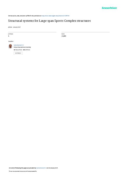 Structural Systems For Large Span Sports Complex Structures See Discussions Stats And Author