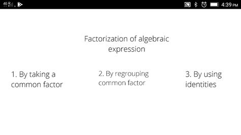 Factorization Of Algebraic Expression Youtube