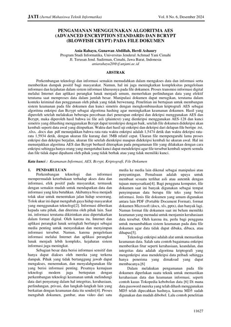 Pdf Pengamanan Menggunakan Algoritma Aes Advanced Encryption