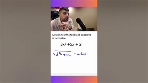 How To Determine If Quadratic Is Factorable Using Discriminant Youtube