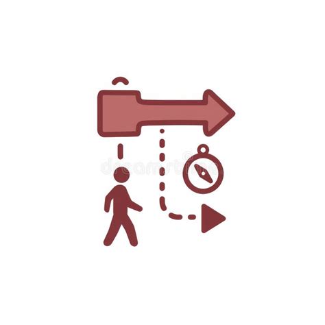 Simple Brown Arrow Navigation Icon With Compass Stock Illustration