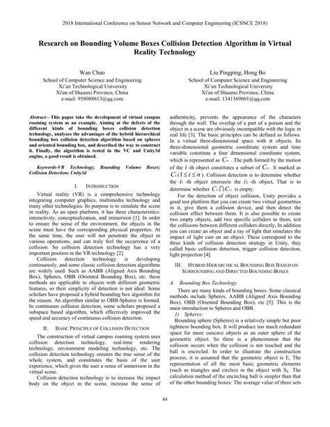 Pdf Research On Bounding Volume Boxes Collision Detection Algorithm In Virtual Reality Technology