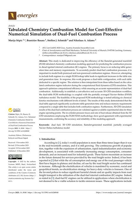 Pdf Tabulated Chemistry Combustion Model For Cost Effective Numerical Simulation Of Dual Fuel