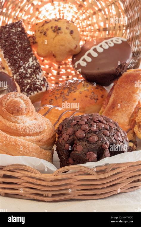 Mexican Sweet Bread Basket With Assorted Bread For Morning Coffee
