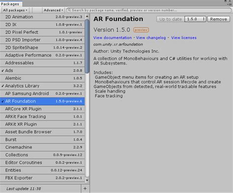 Augmented Reality Unity Ar Foundation Not Found In Package Manager Stack Overflow