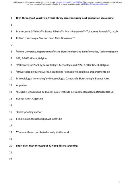 Pdf High Throughput Yeast Two Hybrid Library Screening Using Next Generation Sequencing