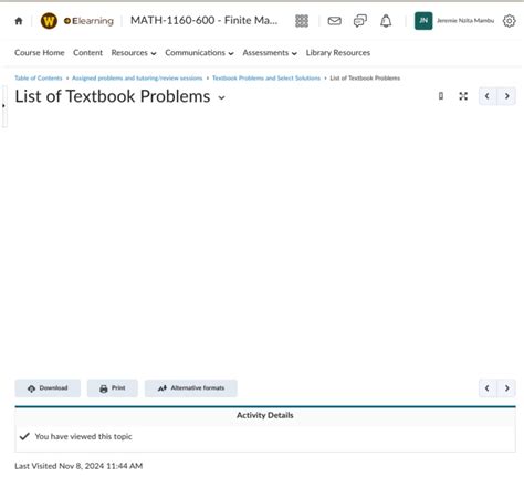 List Of Textbook Problems Math 1160 600 Finite Math Applic Lutz Pdf