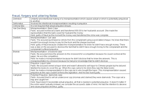 Fraud Forgery And Uttering Notes Fraud Forgery And Uttering Notes