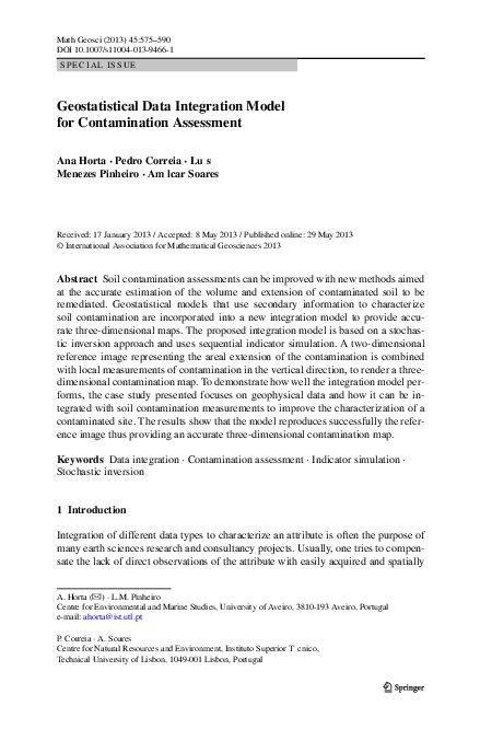 Pdf Geostatistical Data Integration Model For Contamination