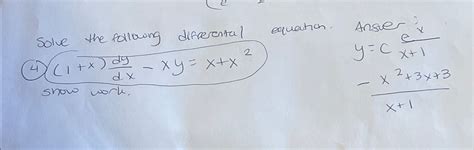 Solved Solve The Following Differental Equation Anser