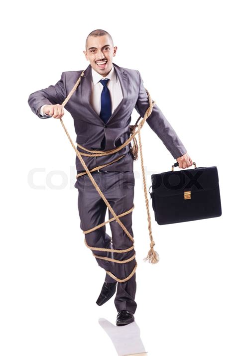 Man Gefesselt Mit Seil Auf Weißem Stock Bild Colourbox