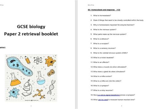 Aqa Biology Gcse Paper 2 Retrieval Booklet Over 350 Questions