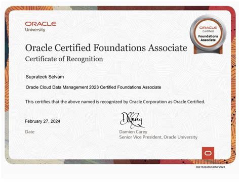 suprateek s on linkedin oraclecloud datamanagement certification
