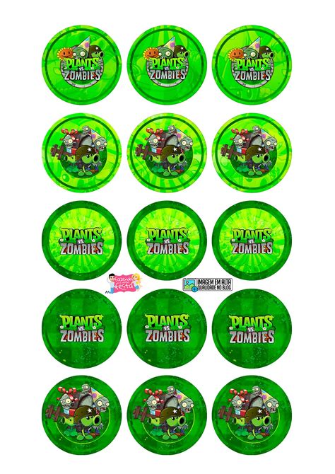 Toppers Redondos Plants Vs Zombies Fazendo A Nossa Festa
