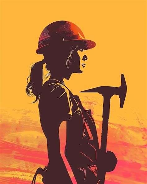 Premium Photo Labor Girl Holding Tools Labor Day Concept Poster