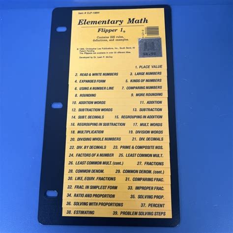 Vtg Elementary Math Flipper Brand New 1989 225 Rules Rare Definitions