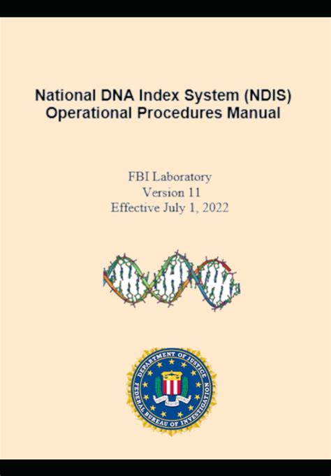 National Dna Index System Ndis Operational Procedures Manual Fbi Laboratory Version 11