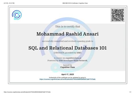 sql ibm datascience cognitiveclass ibmdeveloper… mohammad rashid