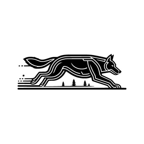 A Sleek Illustration Of A Stylized Wolf In Mid Stride With Minimalist