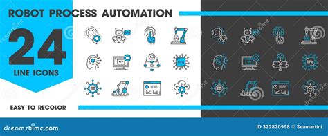 Rpa Line Icon Robot Process Automation Signs Stock Vector Illustration Of Automation