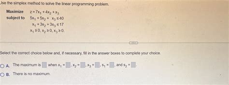 solved jse the simplex method to solve the linear