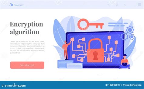 Cryptography And Encryption Concept Landing Page Stock Vector Illustration Of Digital Color