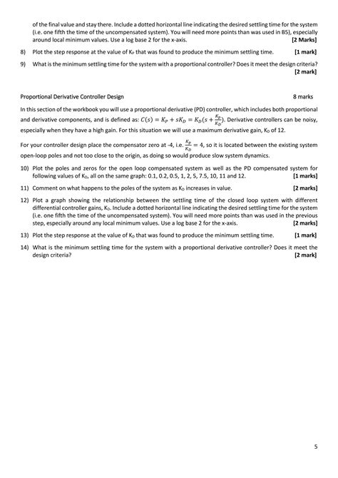 B Pd Controller Design 20 Marks Aims To Design A Pd Controller