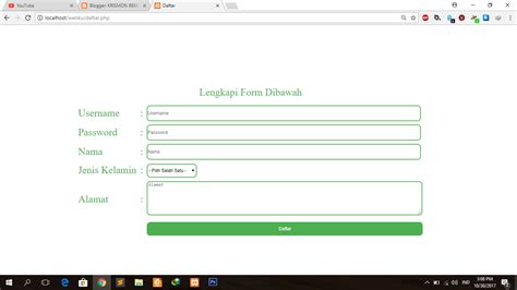 Cara Membuat Form Pendaftaran User Dengan Php Kampung Ngoding