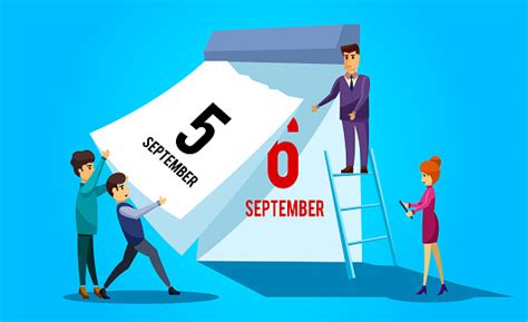 팀워크는 프로젝트 해체 일정을 구성합니다 전문 관리자 근로자 근무 시간 플래너 일정 및 팀워크 활동 조직 계획 플랫 스타일 벡터 그림입니다 찢겨진에 대한 스톡 벡터 아트 및