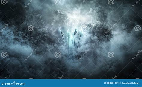 Dynamic Abstract Arrows Piercing Through Swirling Clouds Digital Art Futuristic Ethereal High