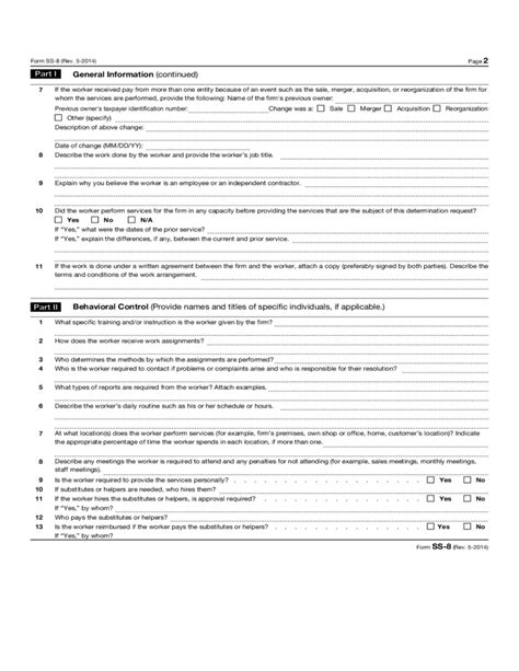 Form Ss 8 Determination Of Worker Status Of Federal Employment Taxes