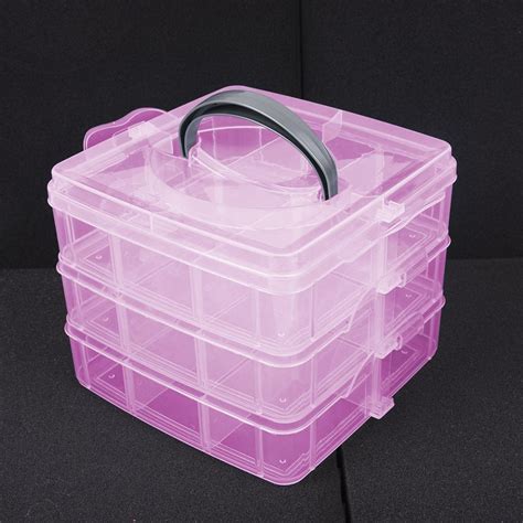 Clear Plastic Jewelry Bead Storage Box 3 Layers Container Organizer Clear Plastic Jewelry Bead Storage Box 3 Layers Container Organizer