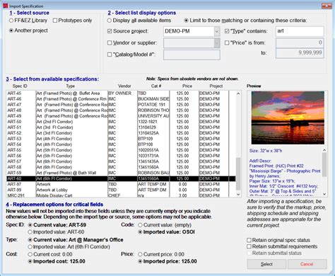 Importing Specifications