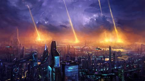 Clouds Building Digital Art Science Fiction City Hd Wallpaper