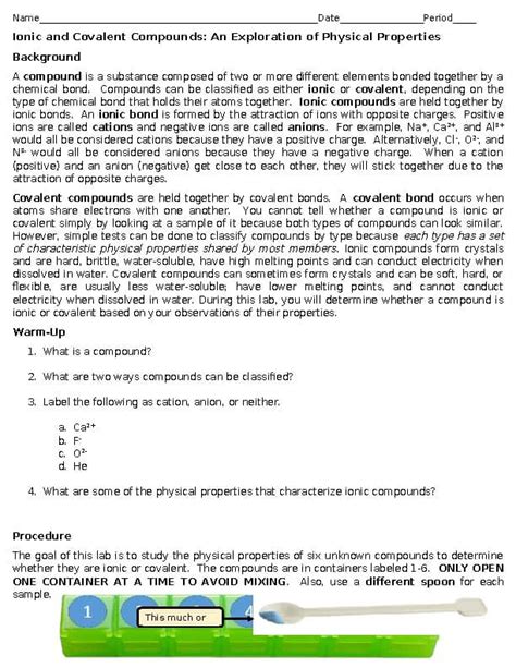 Ionic And Covalent Compound Lab By Animated Chemistry Tpt Ionic And Covalent Compound Lab By Animated Chemistry Tpt