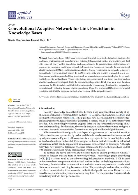 Pdf Convolutional Adaptive Network For Link Prediction In Knowledge Bases
