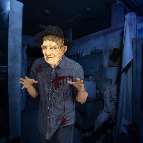 Movawaky Scary Old Man Head Headgear Old Man Wearing A Hat Headgear