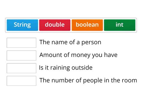 Match The Variable Type With Description Match Up