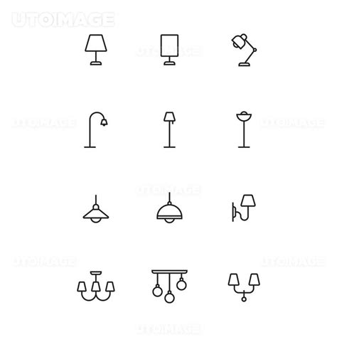 유토이미지 심플 라인 벡터 전등 조명 등 스탠드 벽등 일러스트레이션 아이콘 12종 Light Icon Lamp Logo Shop Logo Design