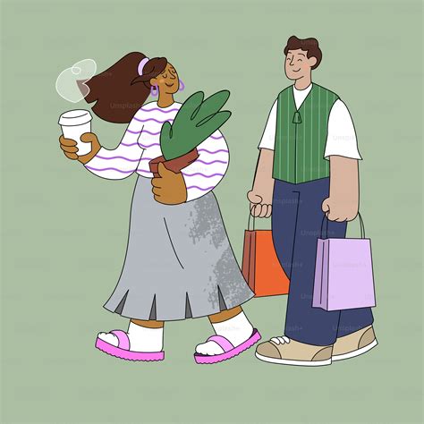 한 남자와 한 여자가 쇼핑백을 들고 있다 벡터 Unsplash의 커피 이미지