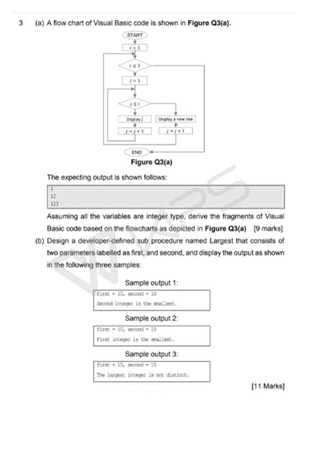 Solved 3 A A Flow Chart Of Visual Basic Code Is Shown In