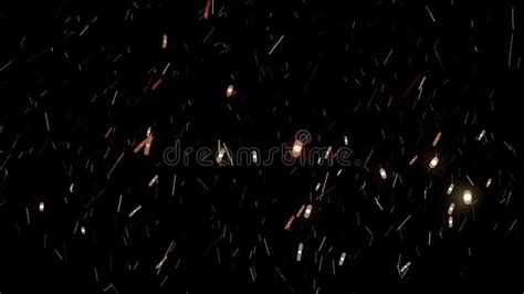Abstract Ash Particles Floating Over Black Background Animation White Dust Particles Or