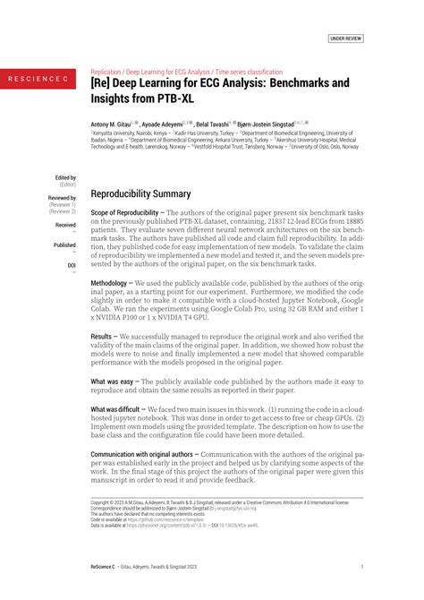 Pdf Replication Deep Learning For Ecg Analysis Time Series Classification Re Deep