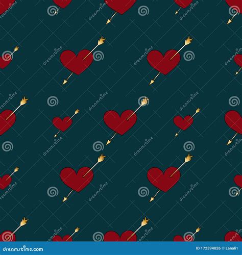 箭穿红心图案 绿色背景中的爱情符号 浪漫装饰 向量例证 插画 包括有 逗人喜爱 激情 设计 包装 172394026