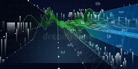 Abstract Background Graph Wavy Grid With Blurred Lines Data On Dark