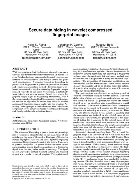 Pdf Secure Data Hiding In Wavelet Compressed Fingerprint Images