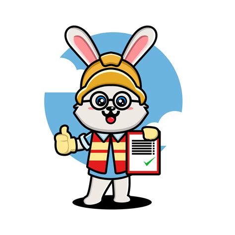 Cute Rabbit Construction Worker Cartoon 12984588 Vector Art At Vecteezy