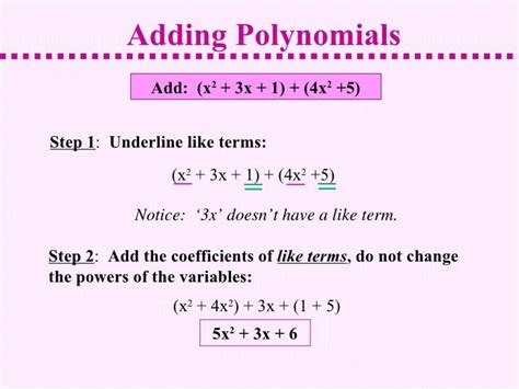 Addition Of Polynomials Examples